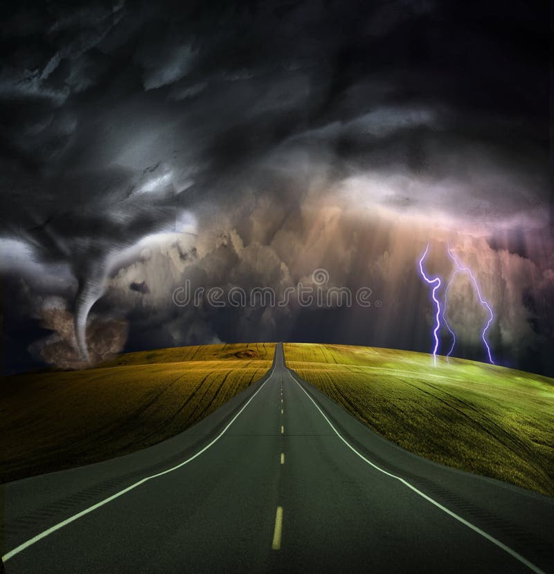 Road Leads into Storm stock illustration. Illustration of land - 66753277