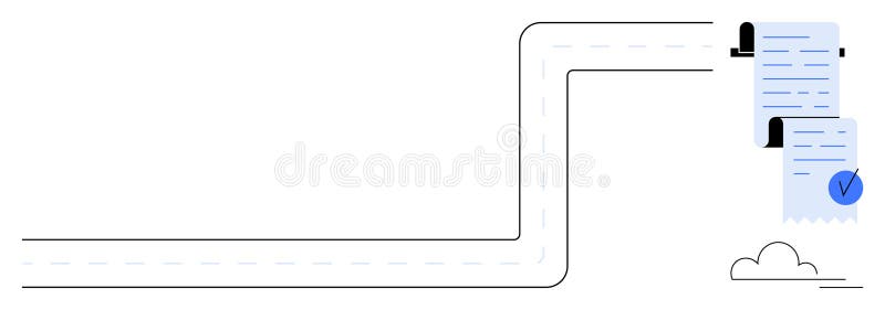 Road Leading To Approved Documents with Cloud Illustration Stock ...