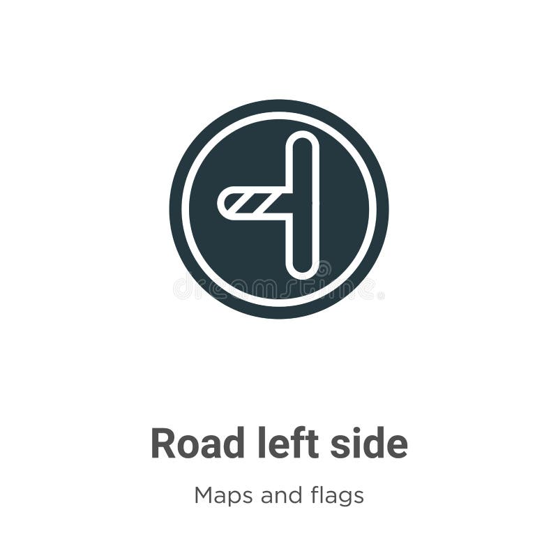 Road Left Side Vector Icon on White Background. Flat Vector Road Left ...