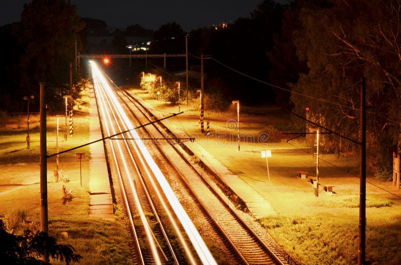 Road light train stock image. Image of city, road, night - 74642715