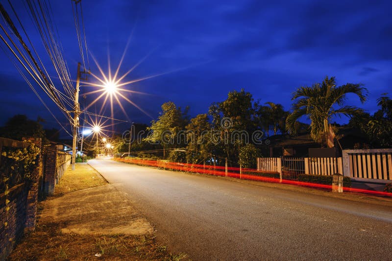 Road with light on the way stock photo. Image of lighting - 96232610