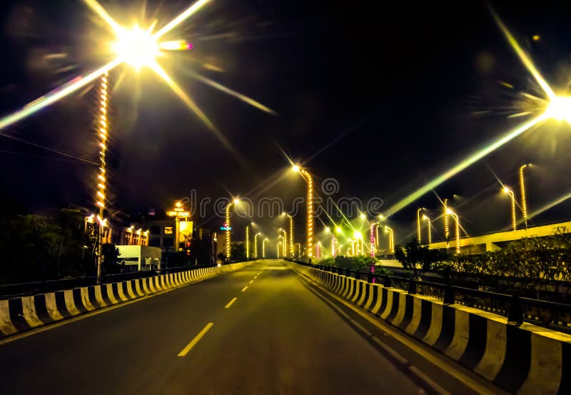 Road night view stock image. Image of shape, freeway, lights - 4633101
