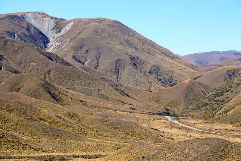 Road in Lindis Pass stock image. Image of trail, valley - 97267063