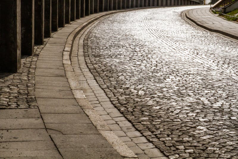 The Road Lit by the Sun Turns To the Right. Stock Image - Image of ...