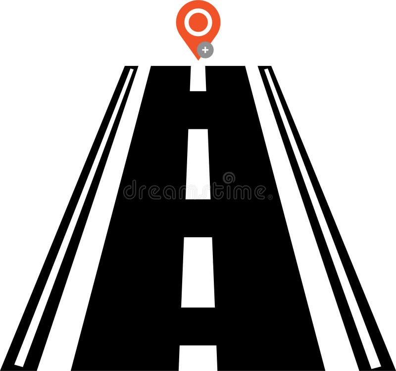 Road Location Icon and Location, Outline Style. Stock Illustration ...