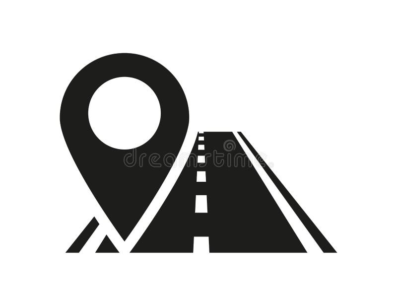 Road and Location Icon on White Bacground, Vector Stock Illustration ...