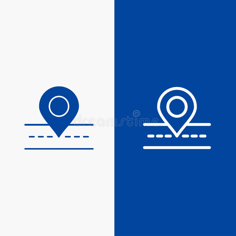 Road, Location, Way, Map Line and Glyph Solid Icon Blue Banner Line and ...