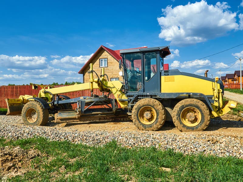 Road Machine To Level Ground Stock Image - Image of scraper, vehicle ...