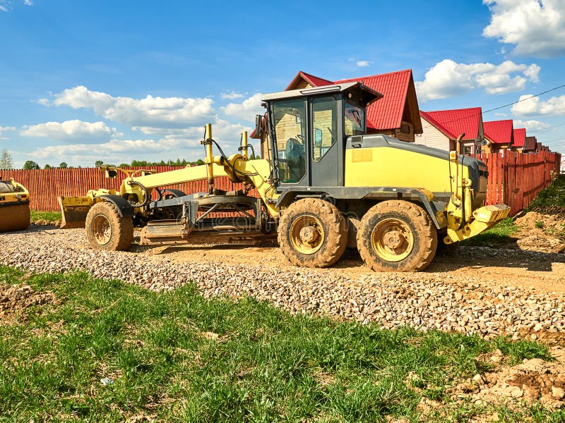 Road Machine To Level Ground Stock Image - Image of scraper, vehicle ...