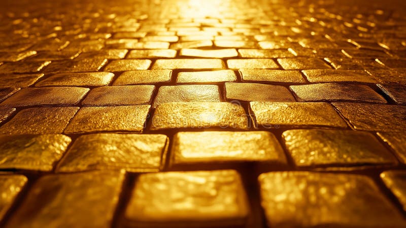 Road Made of Golden Bricks Leading To a Distant Light Stock Photo ...