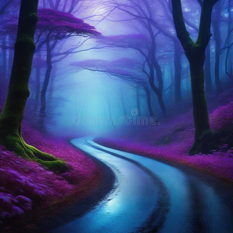 Road in magic Illustration stock illustration. Illustration of misty ...