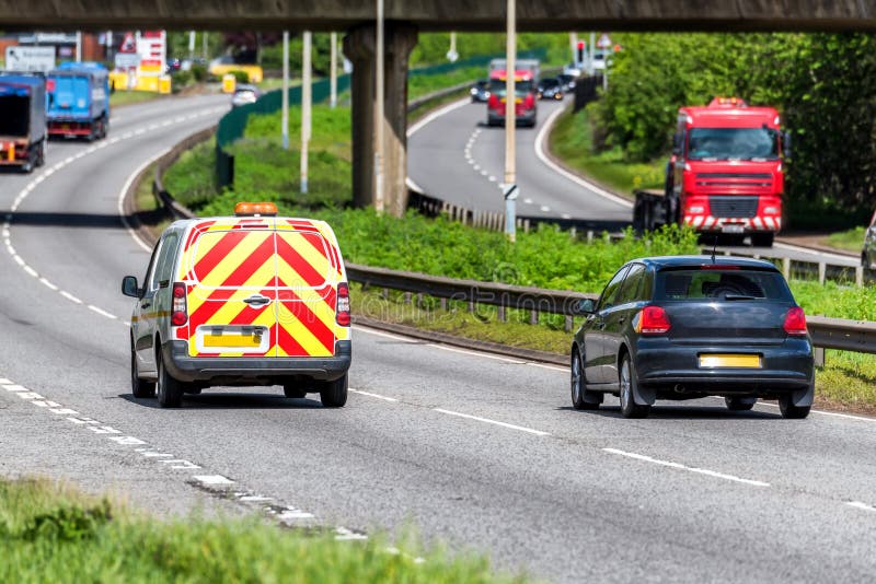 Road Maintenance Van on Uk Motorway in Fast Motion Stock Image - Image ...