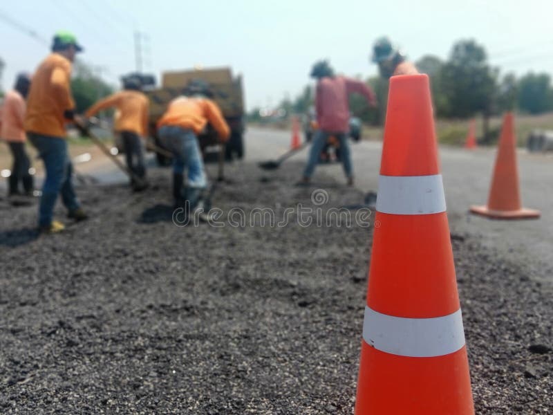 Road Maintenance Work Using Human Labor Blurred Image Stock Photo ...