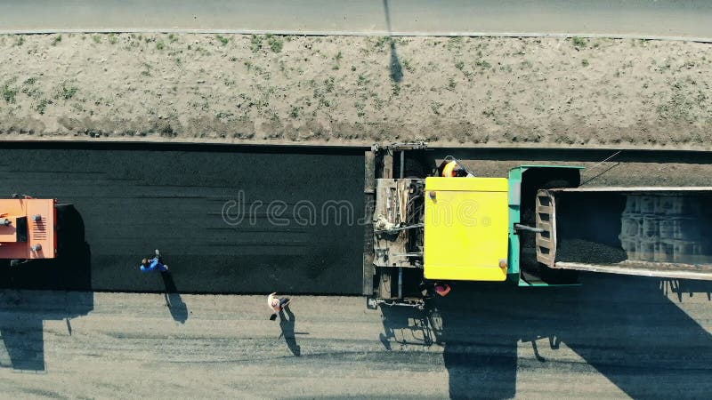Road Making Process in a View from Above Stock Footage - Video of ...