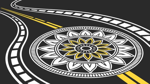Road with Mandala Pattern, Unique Path, and Journey Art. Vector Design ...