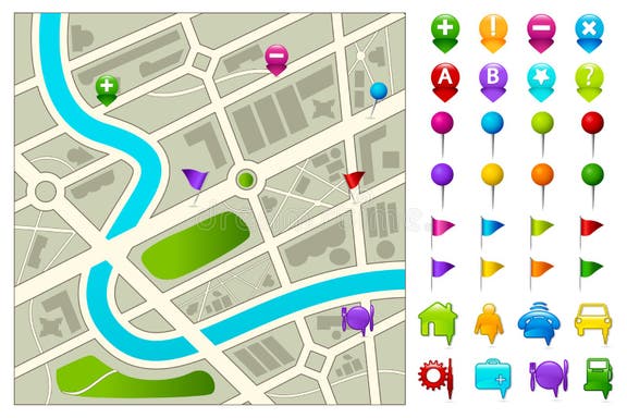 Pushpin Road Map Stock Illustrations – 2,627 Pushpin Road Map Stock ...