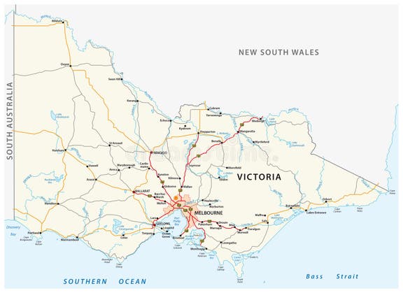 Road Map of the Australian State Victoria Stock Vector - Illustration ...