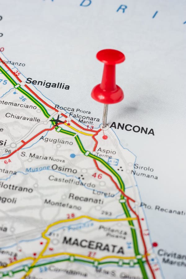 Ancona Pinned on a Map of Italy Stock Image - Image of topography ...