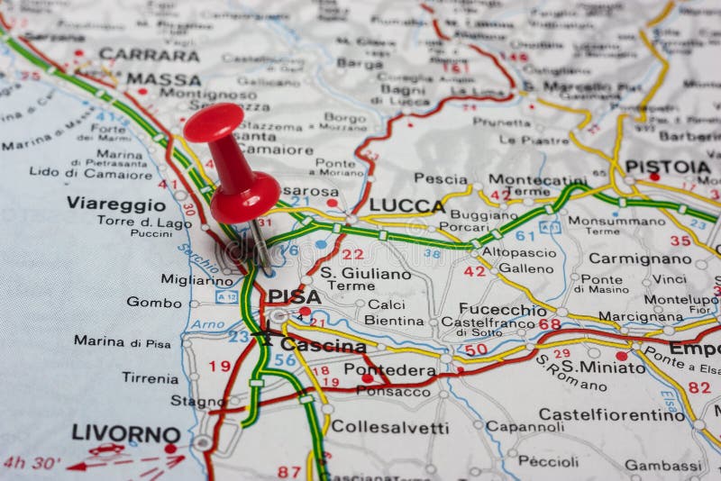 Pisa Pinned on a Map of Italy Stock Image - Image of country, pisa ...
