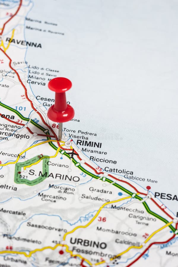 Rimini Pinned on a Map of Italy Stock Image - Image of orientation ...