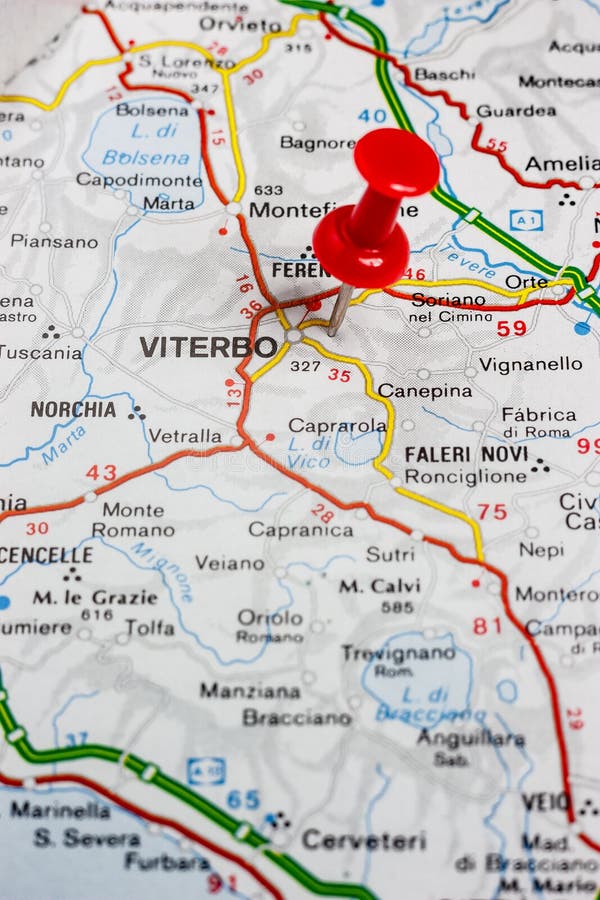 Viterbo Pinned on a Map of Italy Stock Photo - Image of topography ...