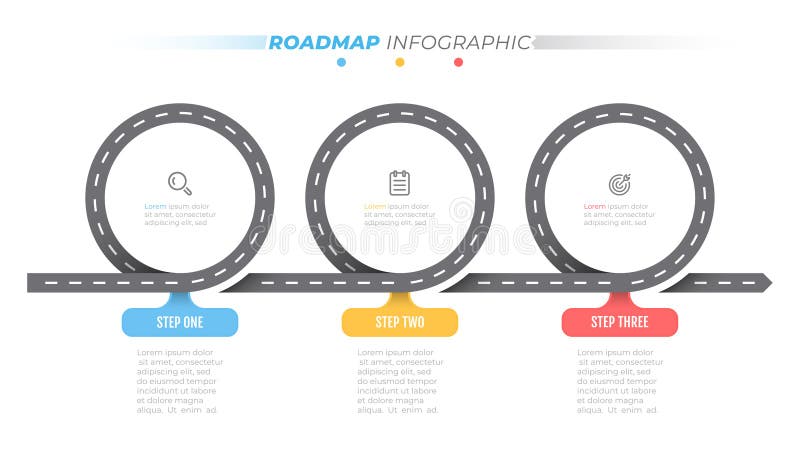 Road Map Infographic Template. Timeline with 3 Steps, Options Stock ...