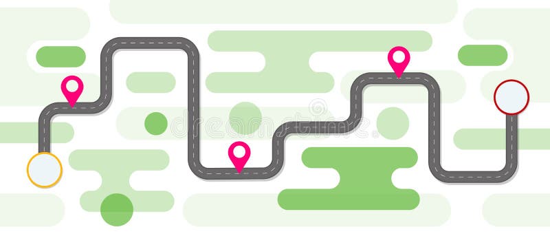 Road Map and Journey Route. Infographics Template. Winding Road. Road ...