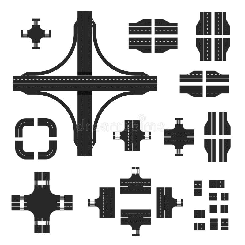Road Map Kit. Construction Road Elements with Different Markings Stock ...