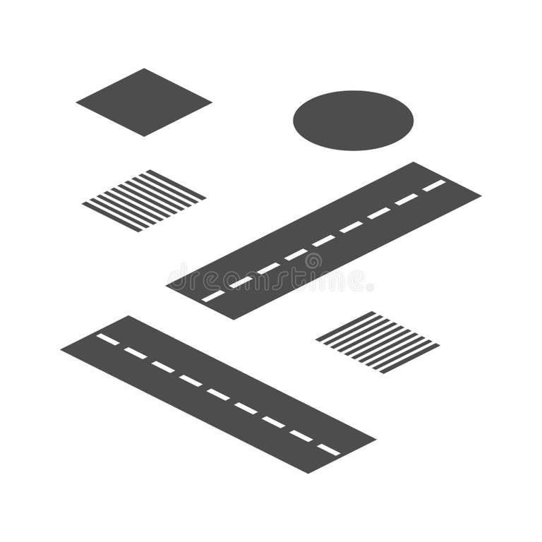 Road Map Kit - Vector Elements To Create Your Own Isometric Stock ...