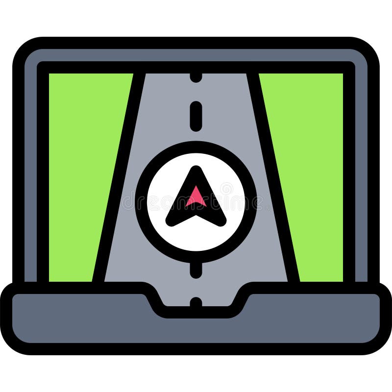 Road Map on Laptop Screen Icon, Location Map and Navigation Vector ...