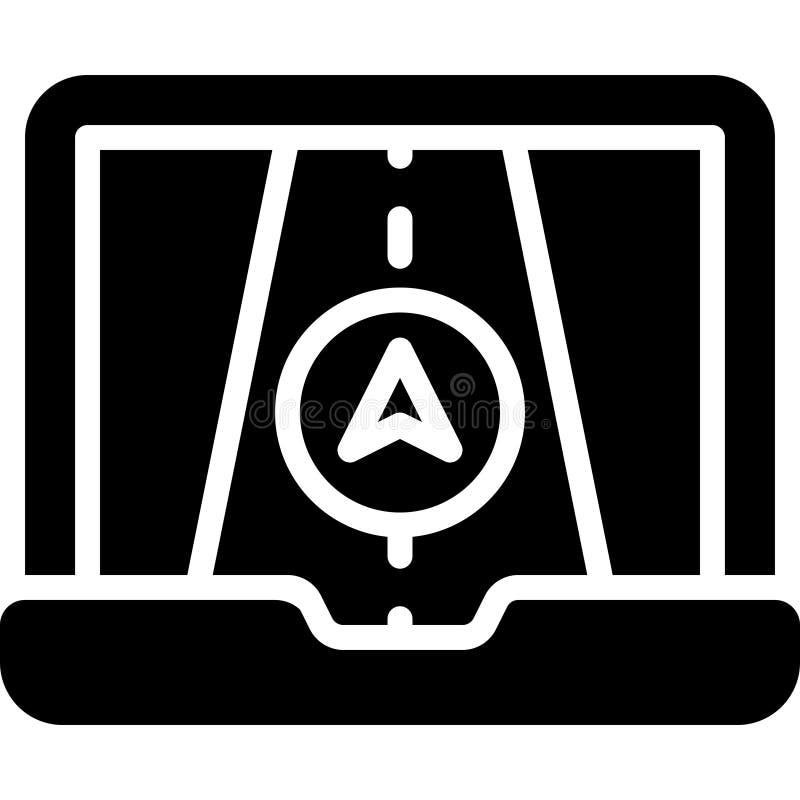 Road Map on Laptop Screen Icon, Location Map and Navigation Vector ...