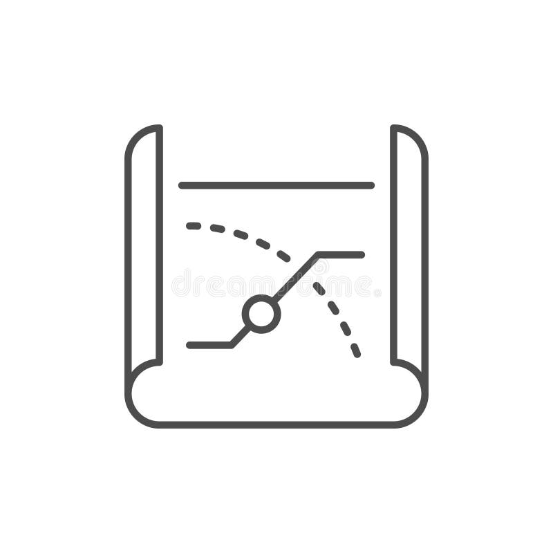 Road map line outline icon stock vector. Illustration of print - 288757529