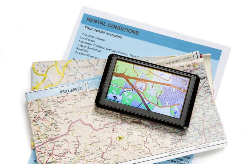 Road map and navigator stock image. Image of gadget, document - 25584877