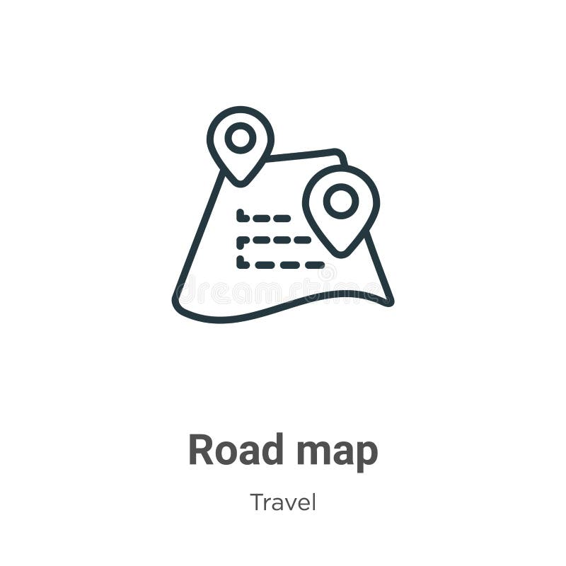 Road Map Outline Vector Icon. Thin Line Black Road Map Icon, Flat ...