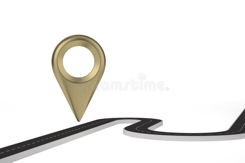 Road and Map Point Isolated on White Background. 3D Rendering Stock ...