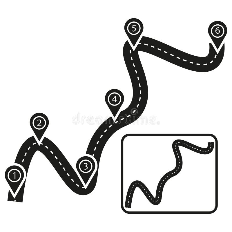 Road Map with Route and Pinpoint Icons. Vector Illustration. EPS 10 ...