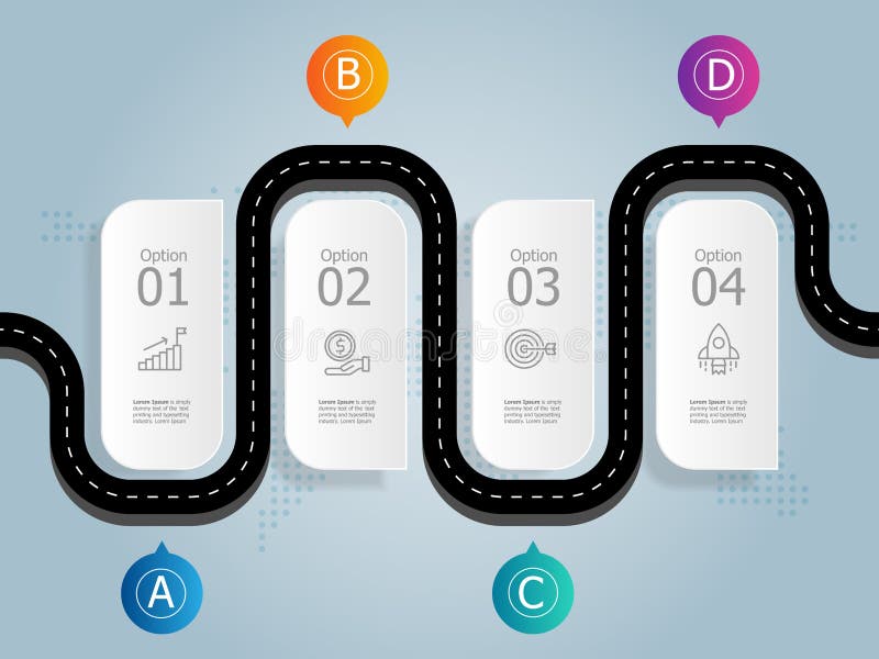 Road Map Timeline Infographics Elements Report Presentation Stock ...