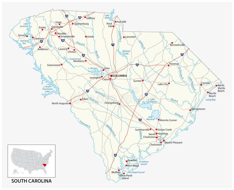 South Carolina Map, Stylish Location Icon with South Carolina Map and ...
