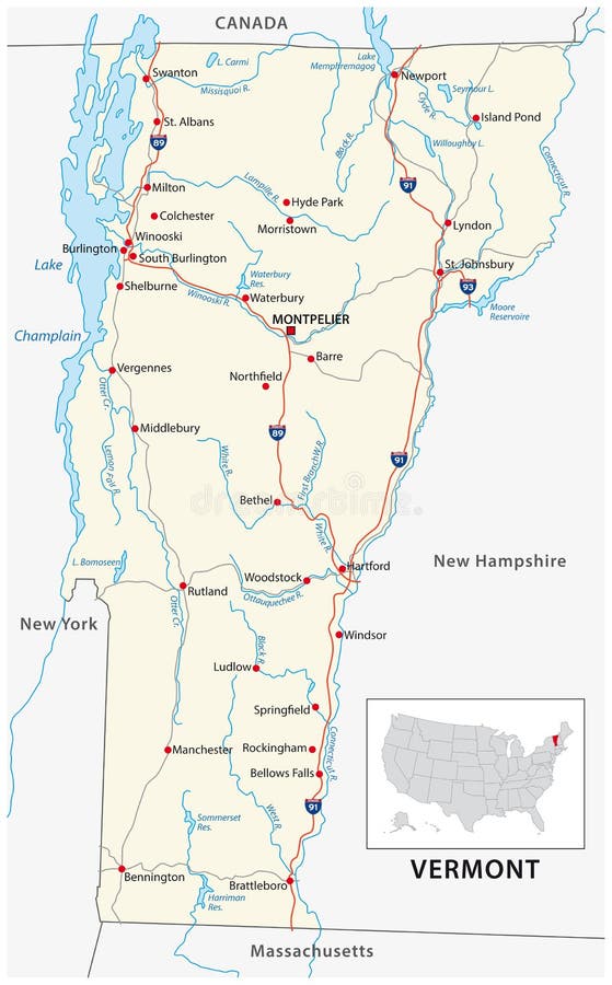 Vermont Road Map Stock Illustrations – 126 Vermont Road Map Stock ...