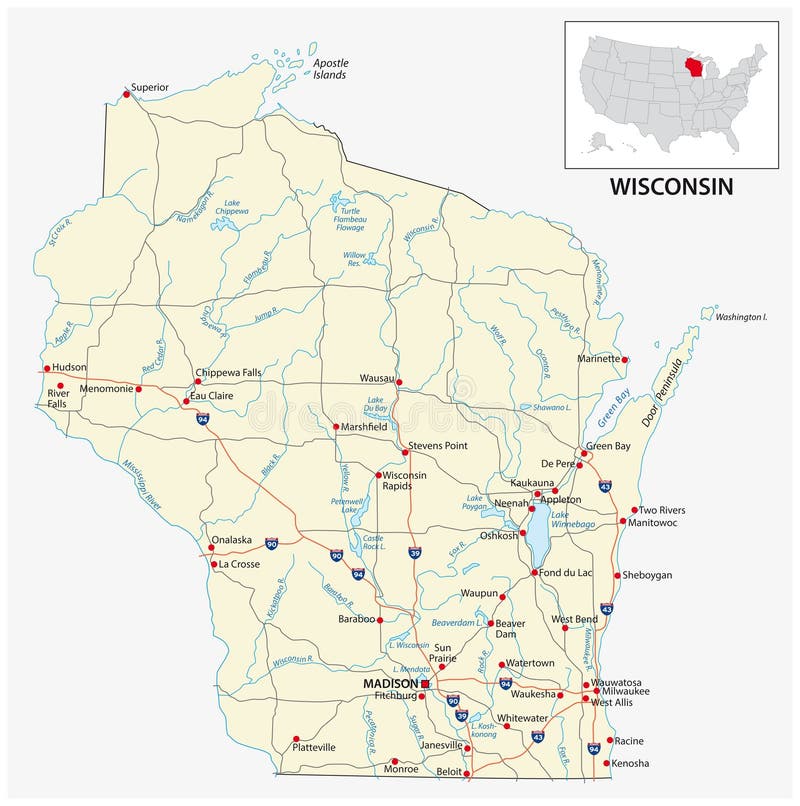 Printable road map of wisconsin