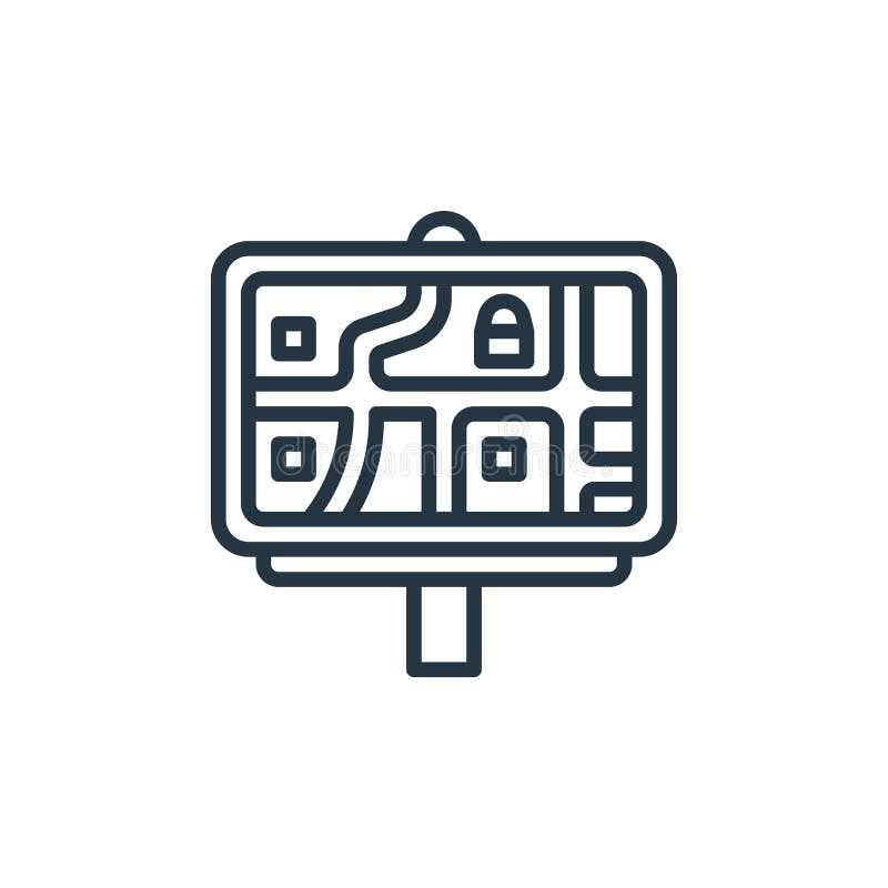 Road Map Vector Icon Isolated on White Background. Outline, Thin Line ...