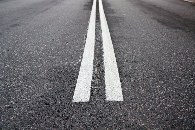 Double white lines on road stock image. Image of warning - 18543529