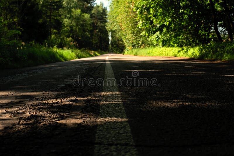 Road Marking on the Asphalt in the Shade Stock Photo - Image of ground ...