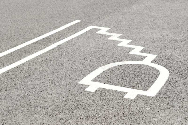 Road Marking for Electric Car Charging Point in Car Park Stock Image ...