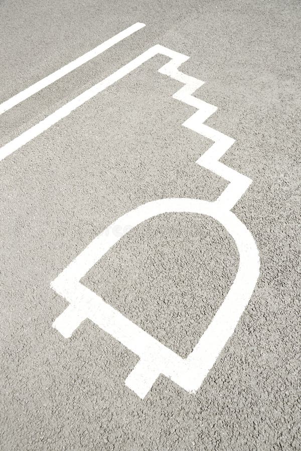 Road Marking for Electric Car Charging Point in Car Park Stock Image ...