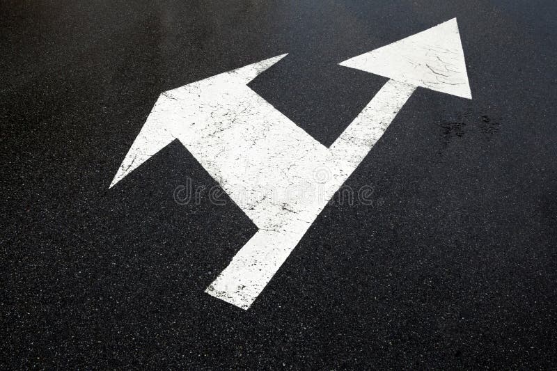 Road Marking Lines. Go Straight And Turn Arrows Stock Image - Image of ...