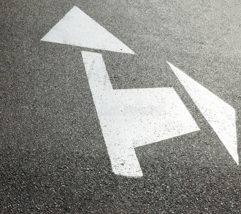 Road Marking Lines. Go Straight and Turn Arrows Stock Image - Image of ...