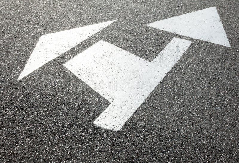 Road Marking Lines. Go Straight and Turn Arrows Stock Image - Image of ...