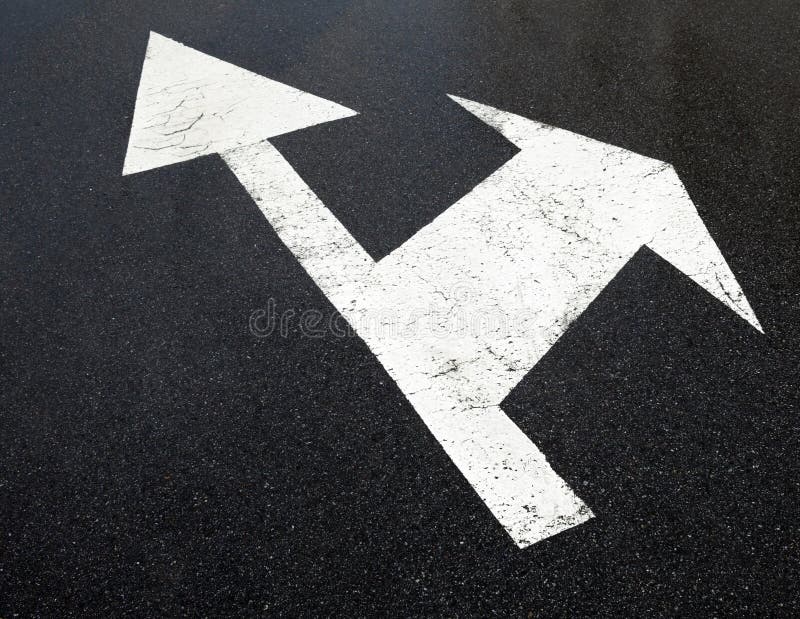 Road Marking Lines. Go Straight and Turn Arrows Stock Image - Image of ...