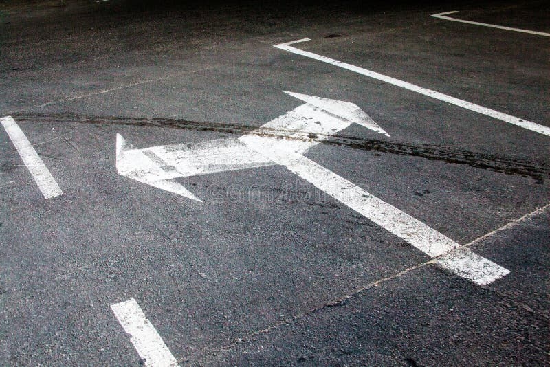 Road Marking With White Lines And Arrows Stock Photo - Image of concept ...